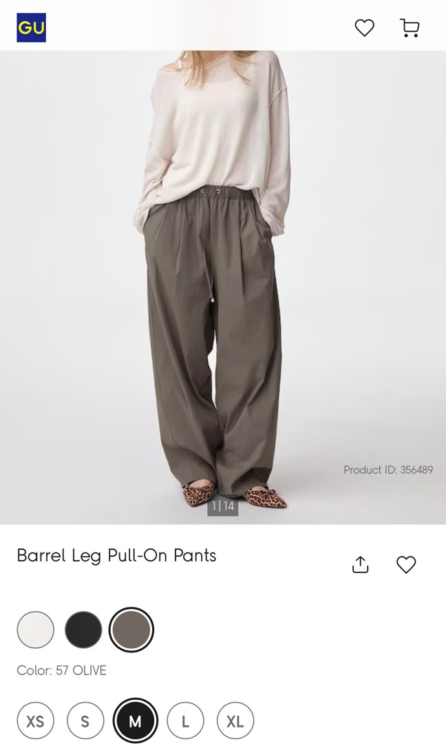 GU Barrel Leg Pull-on Pants, Women's Fashion, Bottoms, Other Bottoms on ...