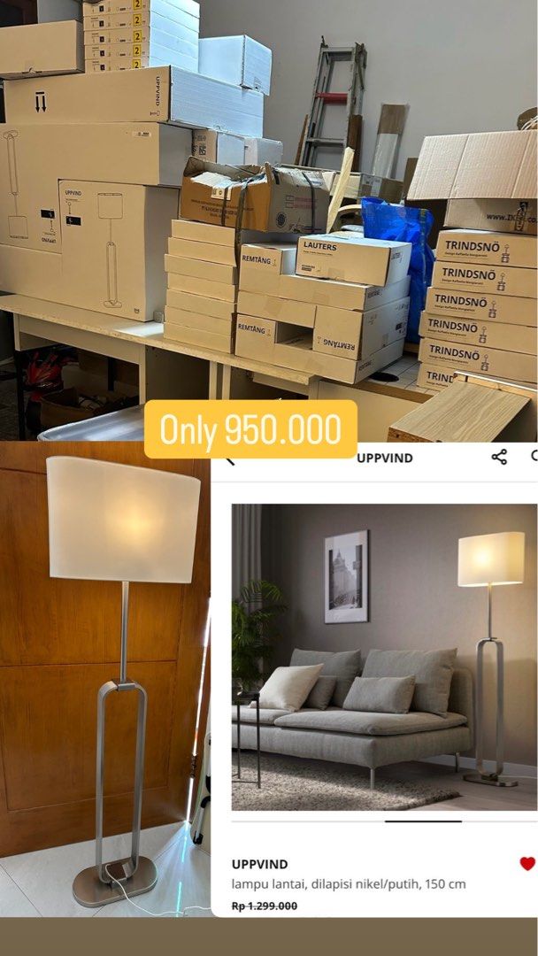 IKEA UPPVIND lampu lantai - floor lamp - KONDISI BARU, Perabotan Rumah ...