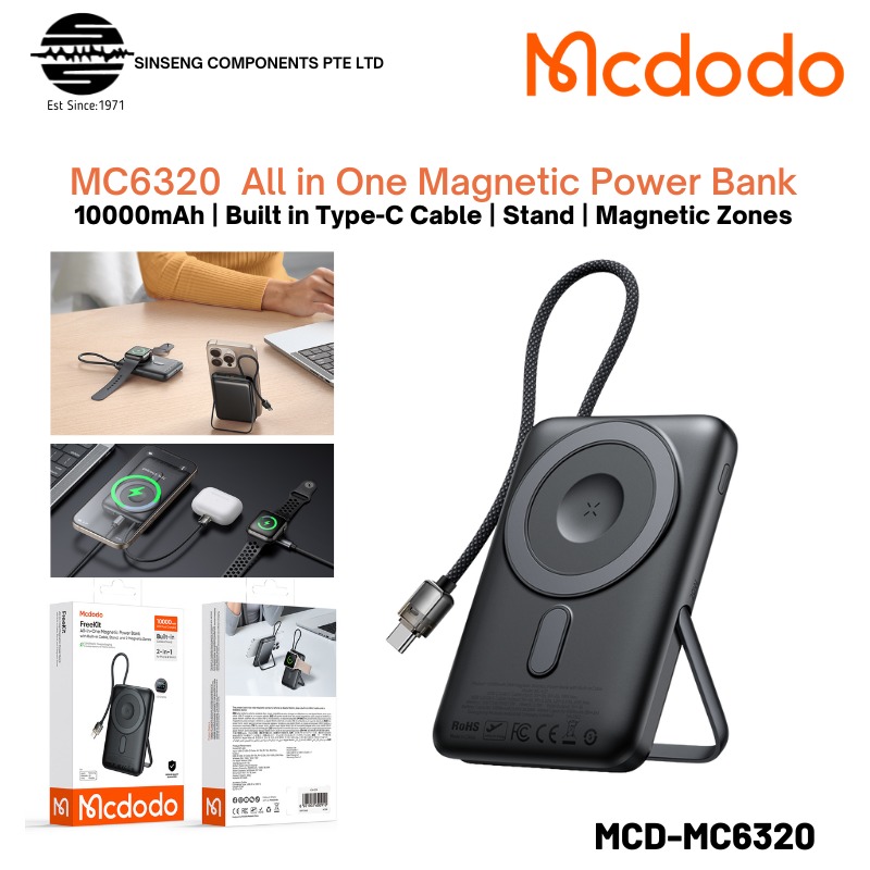 Mcdodo 10000mAh All in One Magnetic Power Bank | Type-C Cable | Stand ...