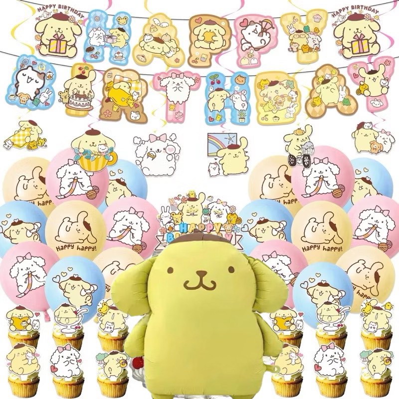 [Ready Stock]Sanrio Themed Pompompurin Happy Birthday Party decorations ...
