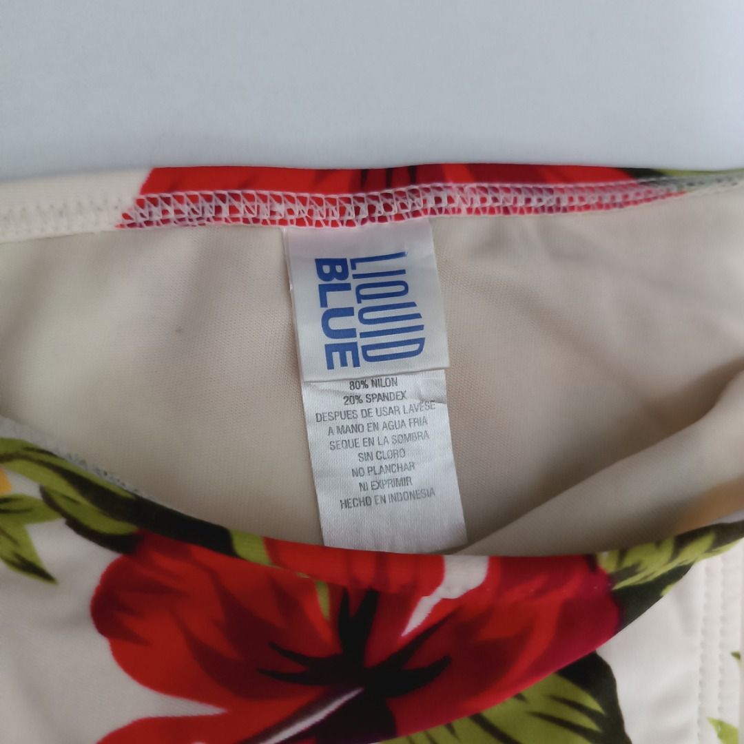 SALE COD LIQUID BLUE Bikini Bottom Nude Swimsuit Hawaiian Style Floral ...
