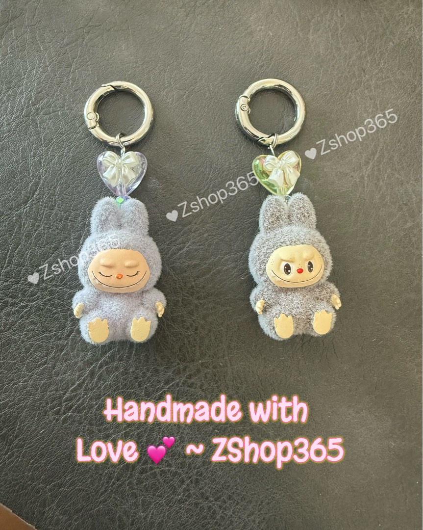 [Sitting Mini Purple| Grey Furry Labubu] Bag Charm | Handphone Charm ...