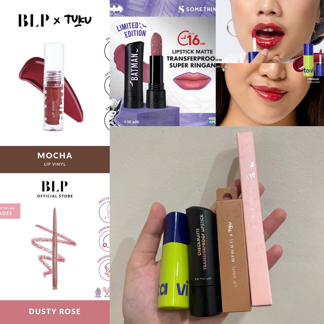 [TAKE ALL] Somethinc Checkmatte Lipstick (Nightshade Batman) | BLP x Tuku Lip Vinyl (Mocha) Lip ...