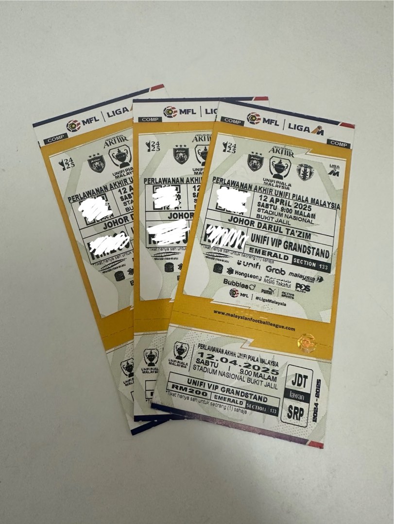 TIKET FINAL PIALA MALAYSIA JDT VS PAHANG 2025 VIP GRANDSTAND, Tickets ...