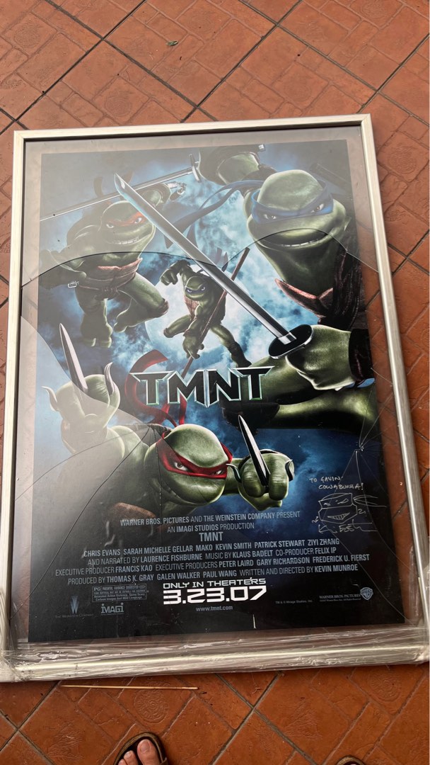 [To Refurbish] Original Framed 2007 TMNT Movie Poster (Signed by Gavin ...