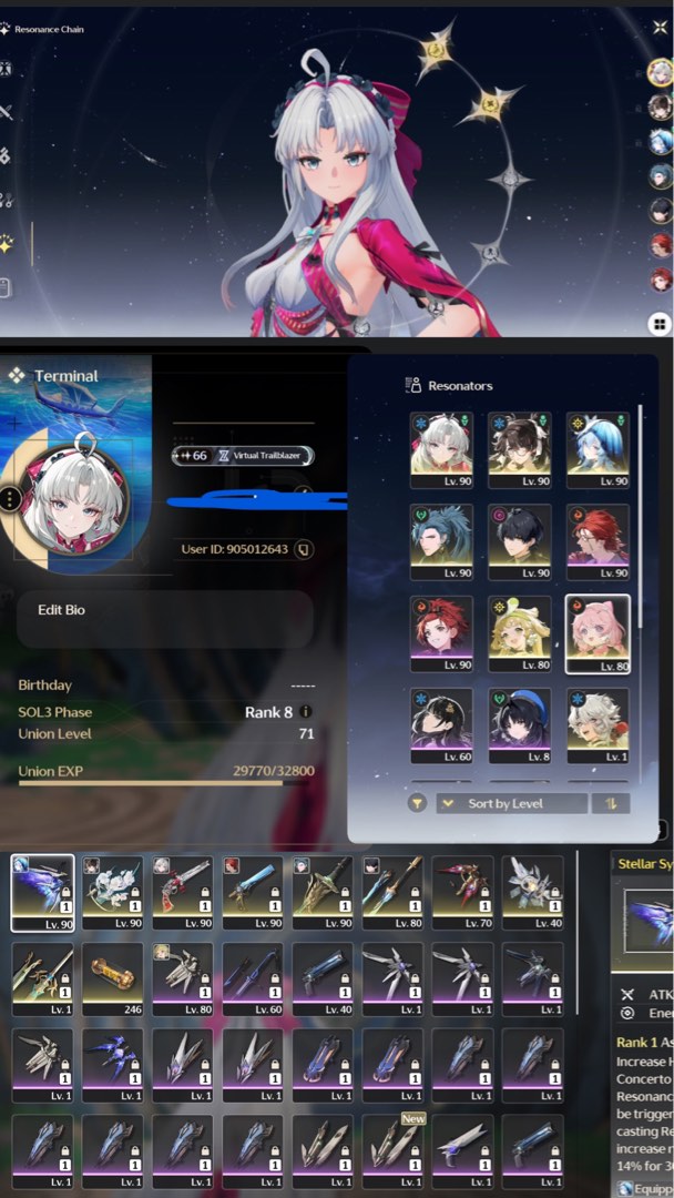 21 five stars S2 Carlotta + sig Ul 71 wuwa Wuthering Waves account ...