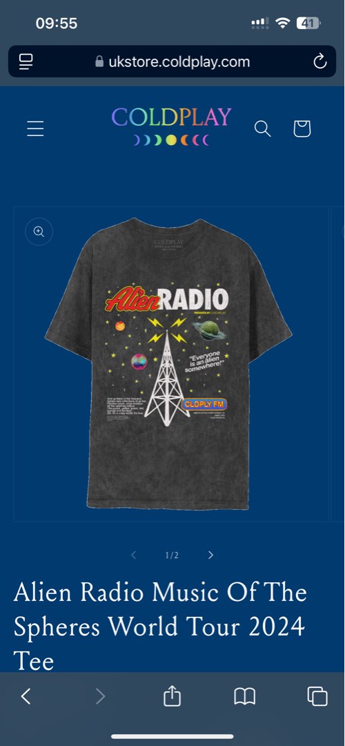 Alien Radio Music Of The Spheres World Tour 2024 Tee, 男裝, 上身及套裝, T ...