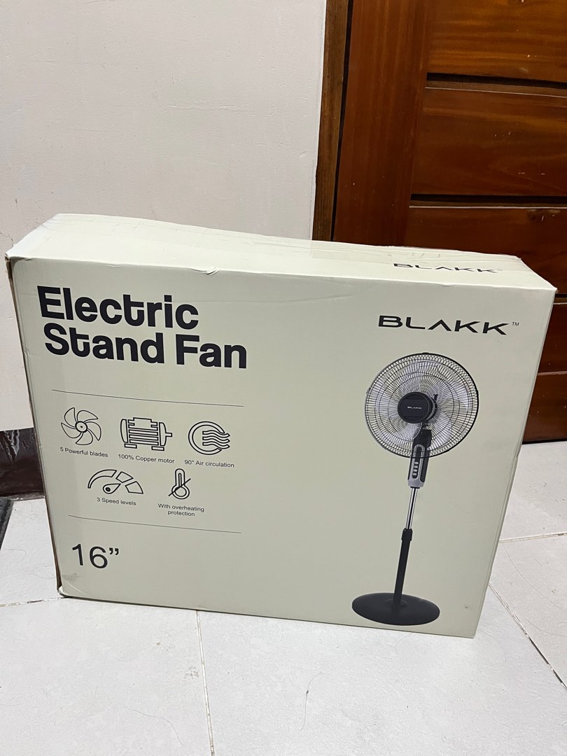 BLAKK electric stand fan 16 inches, Furniture & Home Living, Lighting & Fans, Fans on Carousell