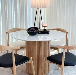 BRIGHTON DINING TABLE / NATURAL BASE / LILY WHITE TERRAZZO TOP ...