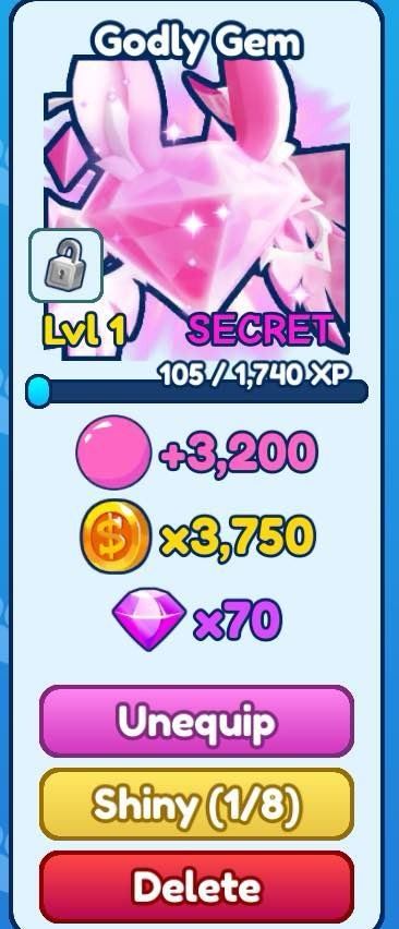 BUBBLE GUM INFINITY (BGSI) GODLY GEM (NEGOTIABLE), Video Gaming, Gaming ...