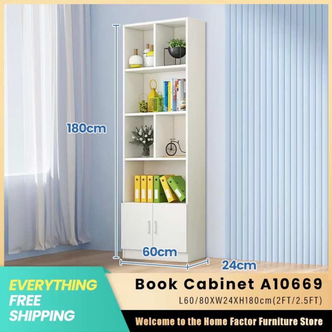 [FREE INSTALLATION] Tall Book Cabinet | Bookshelf Storage Cabinet ...