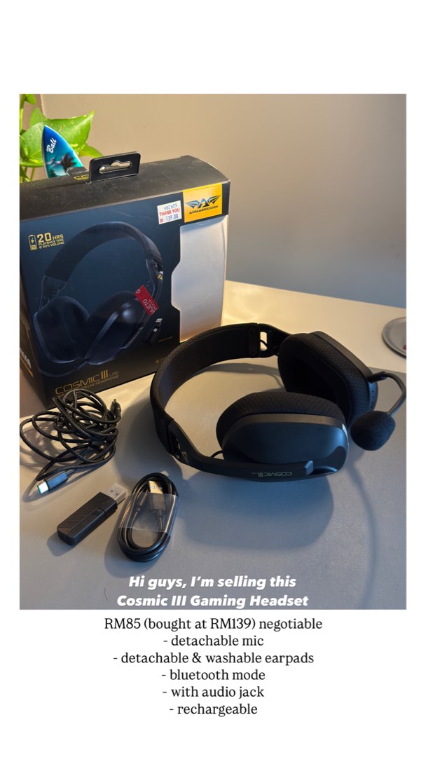 Gaming Headset (Bluetooth + Audio Jack) Cosmic III Armageddon, Audio ...