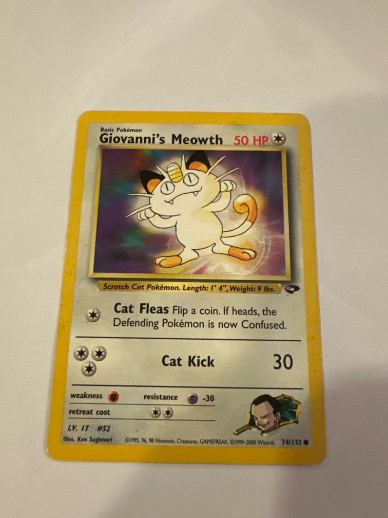 Giovanni's Meowth 74/132 Common Pokemon Gym Challenge Unlimited 2000 ...