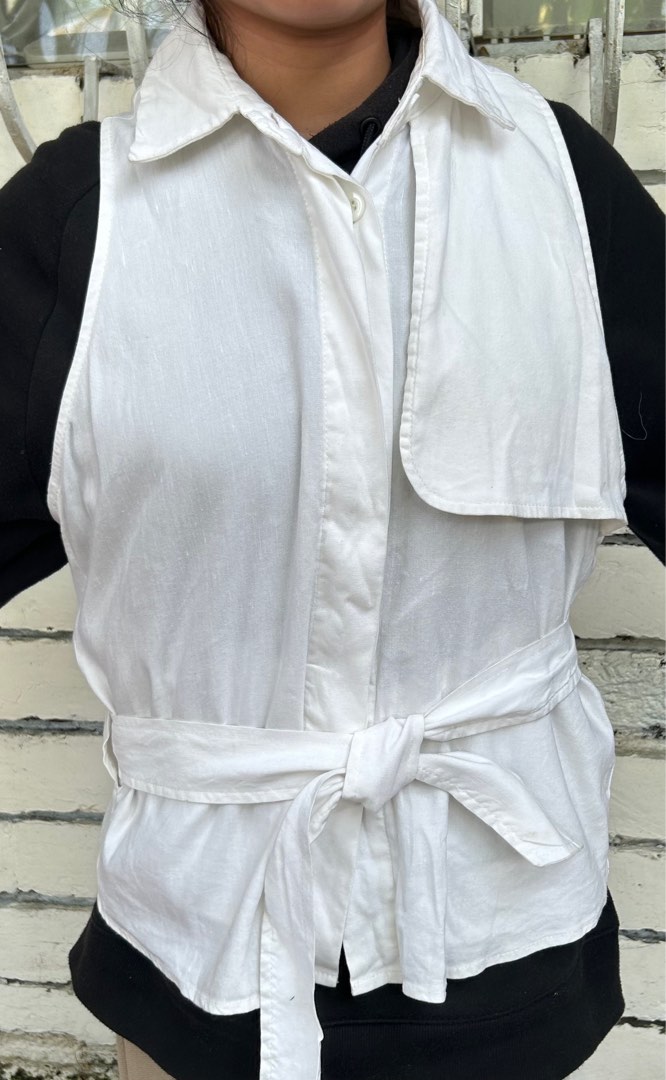 Haltered Linen Wrap-around top, Women's Fashion, Tops, Blouses on Carousell