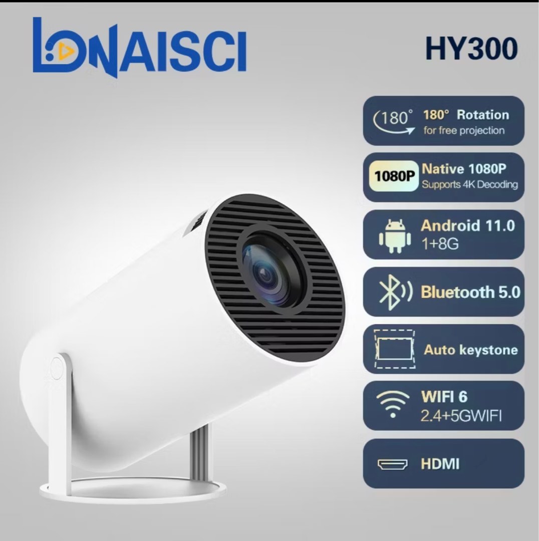 HY300 Mini Projector Portable Android 11 GSmartphone Same Screen HD ...