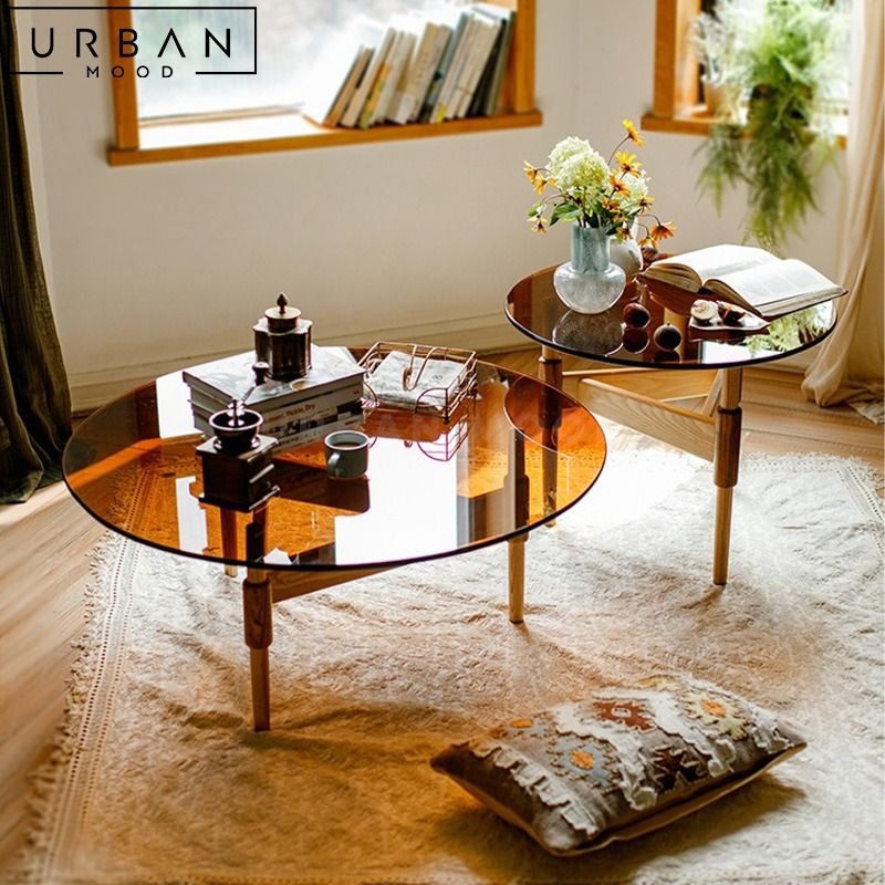 INDRO Modern Round Glass Coffee Table, Furniture & Home Living ...