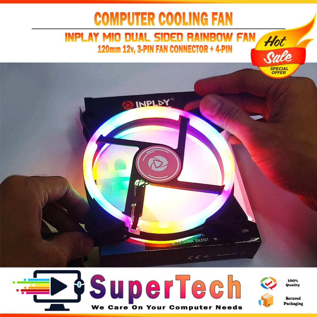 INPLAY FAN M10 rainbow RGB 120mm 12v, 4-pin MOLEX Connector combo ...