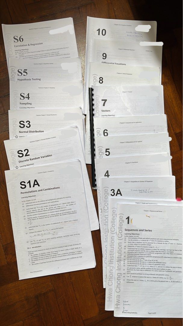 JC HWA CHONG INSTITUTION H2 MATHEMATICS NOTES (whole syllabus ...