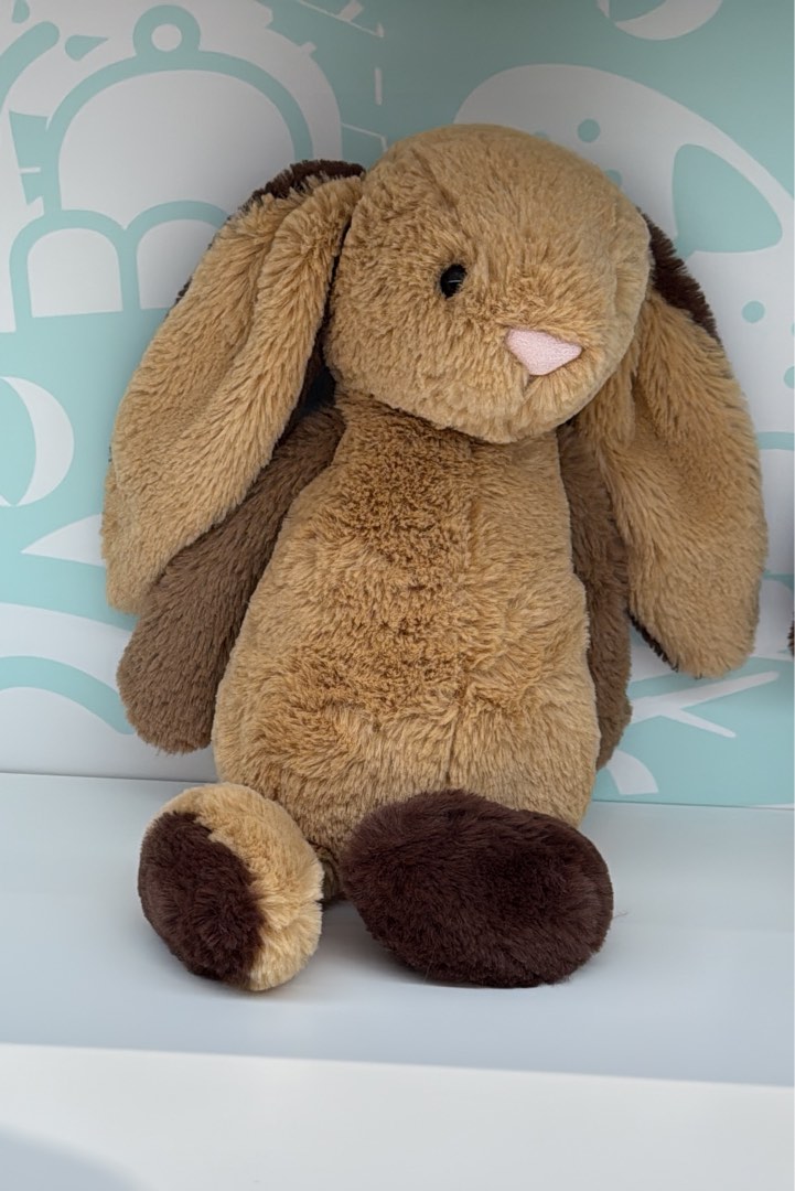 Jellycat Brown Patchwork bunny, Hobbies & Toys, Toys & Games on Carousell
