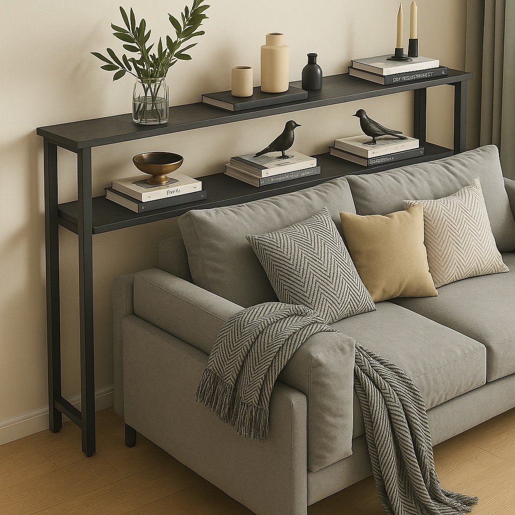 Modern Console Table | Narrow Hallway Display Table | Behind Sofa Long ...