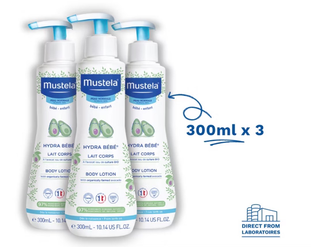 Mustela Body Lotion 500ml x 3, Babies & Kids, Bathing & Changing ...