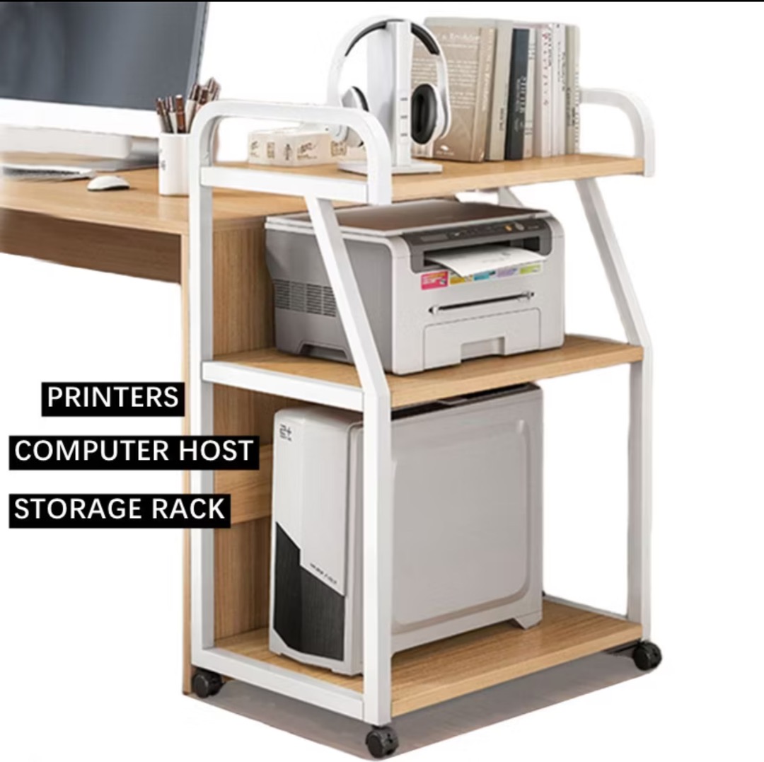 Printer Storage Rack | Rolling Storage Shelf | Computer Host Stand ...