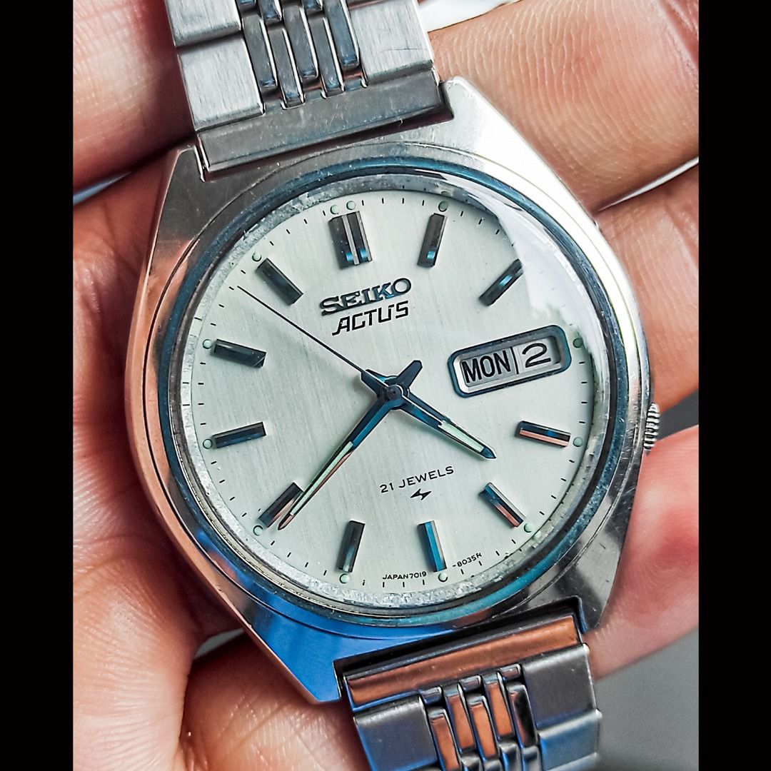 Seiko Actus no branding 5 White Linen Dial JDM Rare item Automatic ...