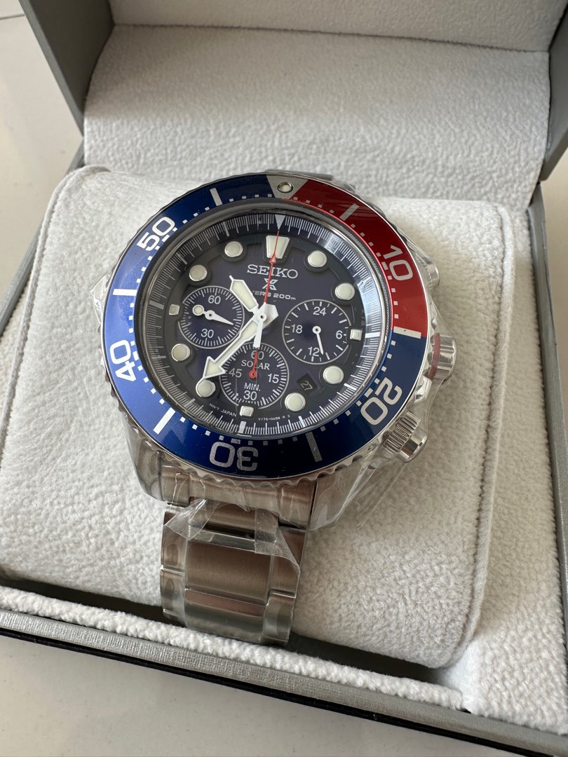 Seiko Solar Chronograph Divers SSC019P1 Pepsi, Men's Fashion, Watches ...