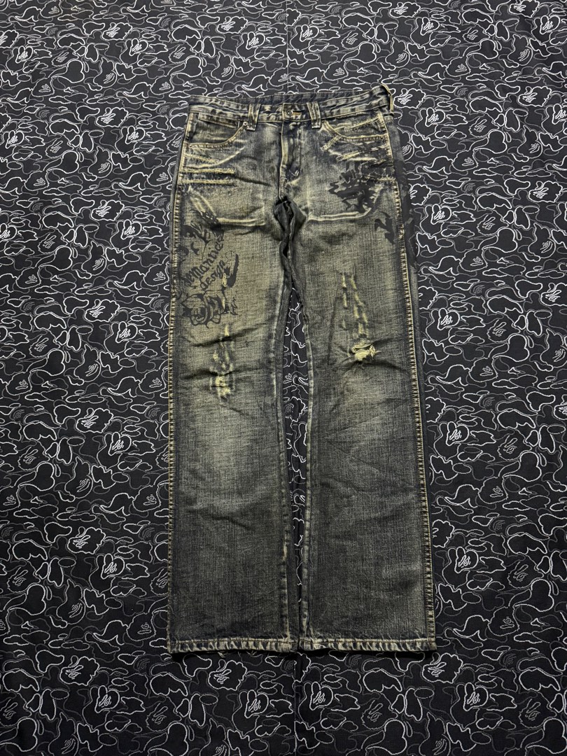 SEMANTIC DESIGN distressed flare jeans sz32, Men's Fashion, Bottoms ...