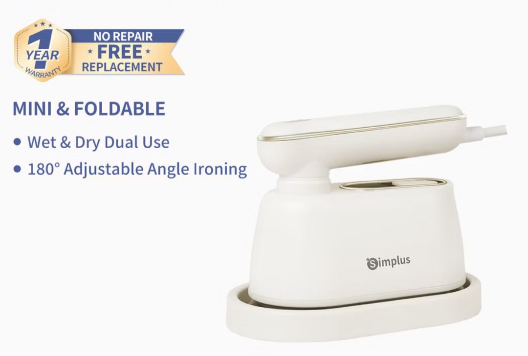 Simplus 1000W Handheld Travel Iron GTJH015, TV & Home Appliances, Irons ...