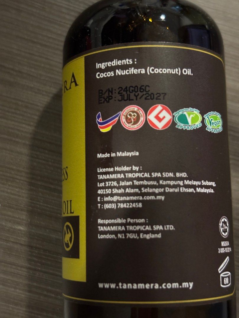 NEW - Tanamera massage oil and cold pressed virgin coconut oil, Beauty ...