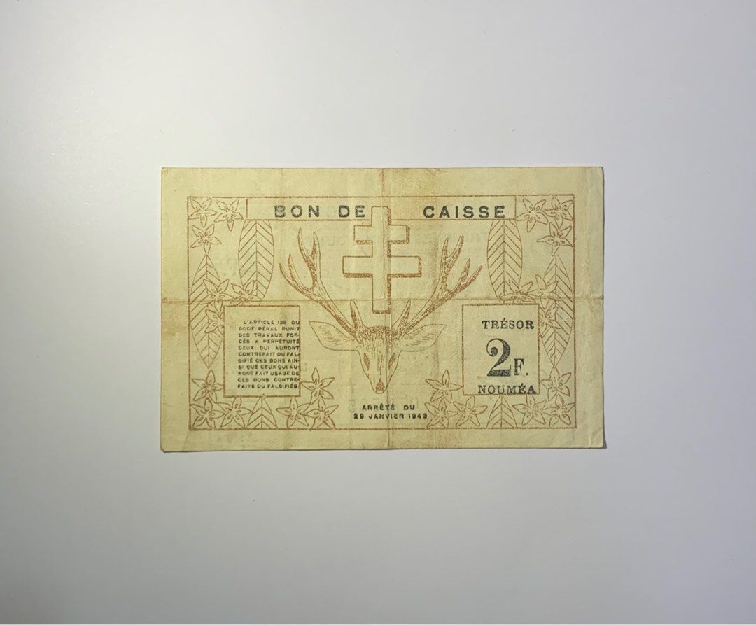 WW2 1943 French New Caledonia 50 Centimes Free France Charles De Gaulle ...