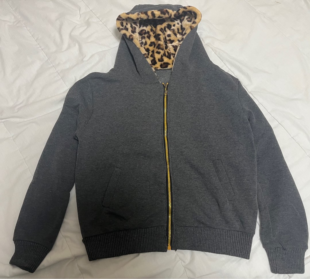 Vintage Gyaru faux cheetah fur harajuku Japan grey jacket, Women's ...