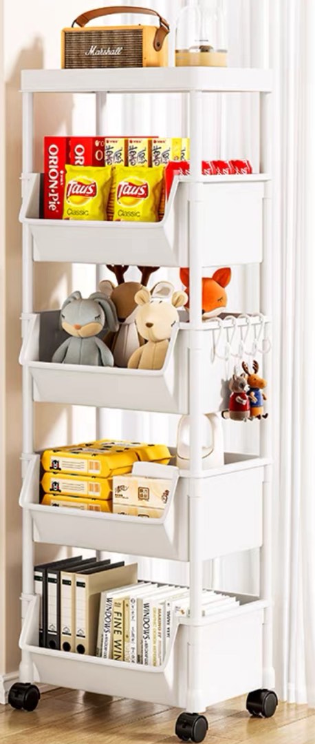 White storage trolley with wheels (total height 117cm), Furniture ...