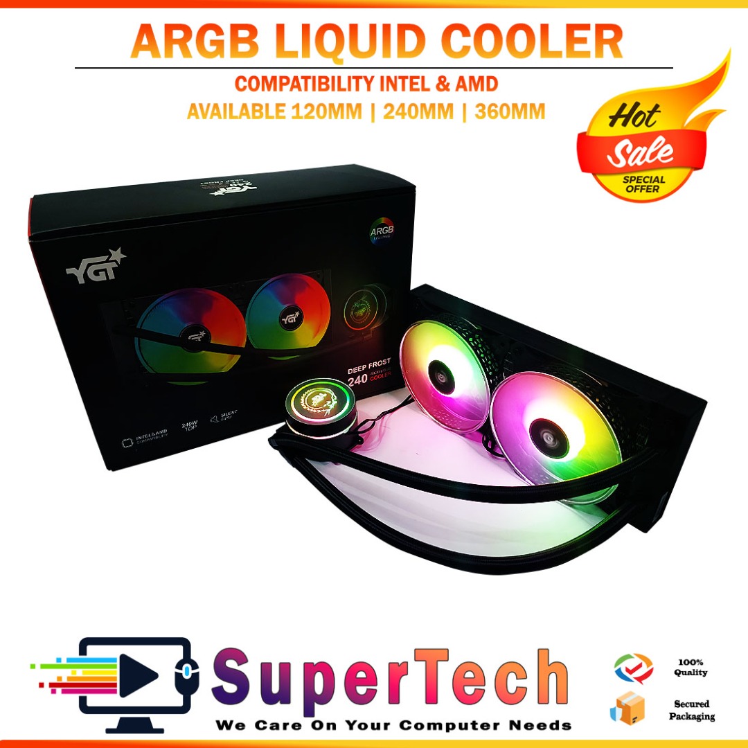 YGT ARGB LIQUID COOLER Deep Frost, ARGB LIGHTING SYNC 120MM/240MM/360MM, Computers & Tech, Parts ...