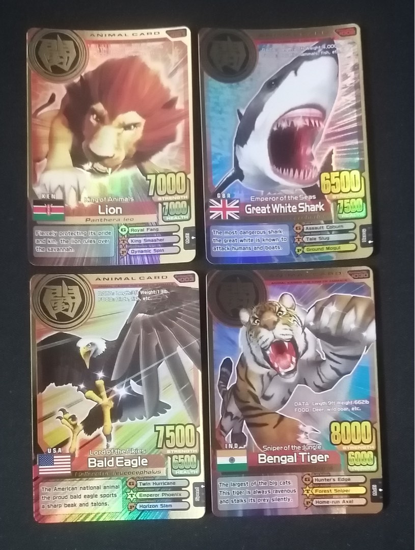 2025 AK+ Animal Kaiser Plus Rare 4 Gold Full Set Lion Bengal Tiger Bald Eagle Great White Shark ...