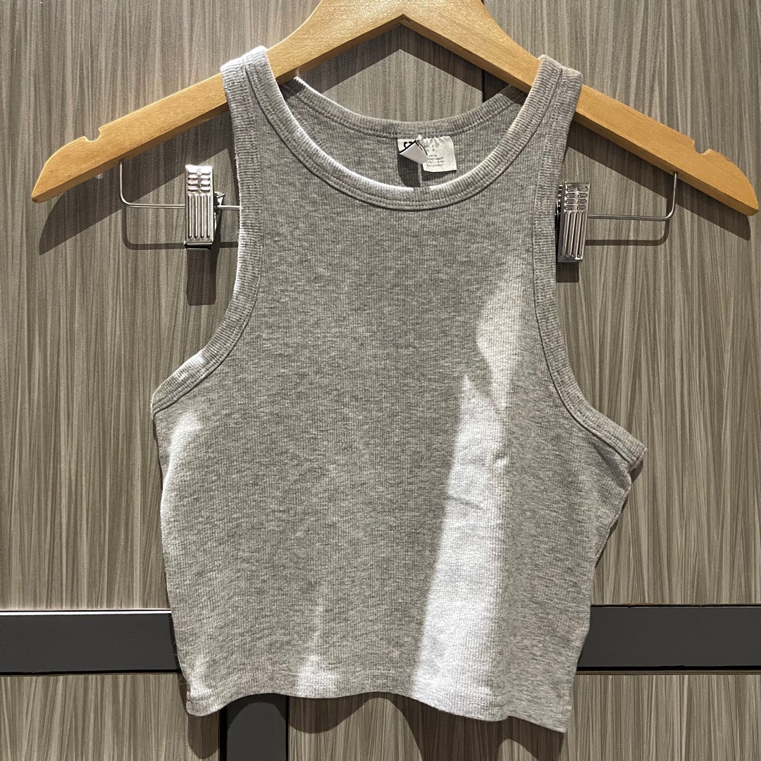 Acid Gray Halter Top, Women's Fashion, Tops, Sleeveless on Carousell