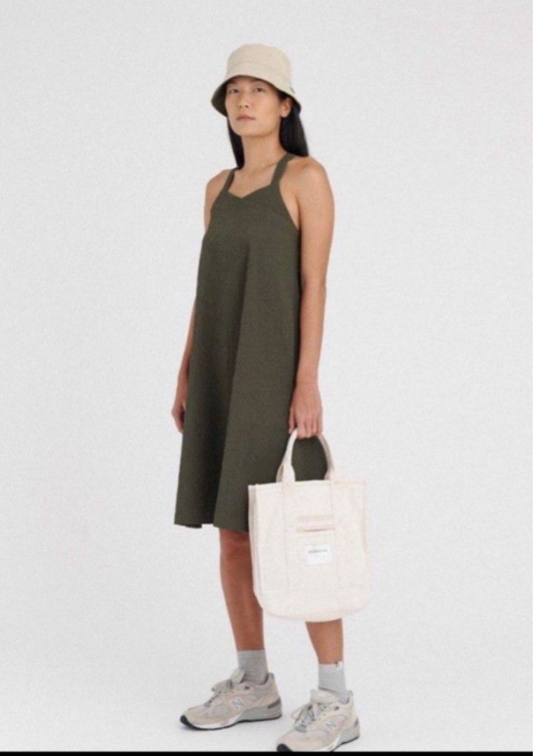 BTV (Beyond The Vines) Cross Back Olive Dress XS, Women's Fashion ...