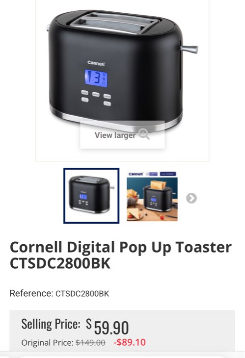 Cornell Digital Pop Up Toaster BNIP!, TV & Home Appliances, Kitchen ...
