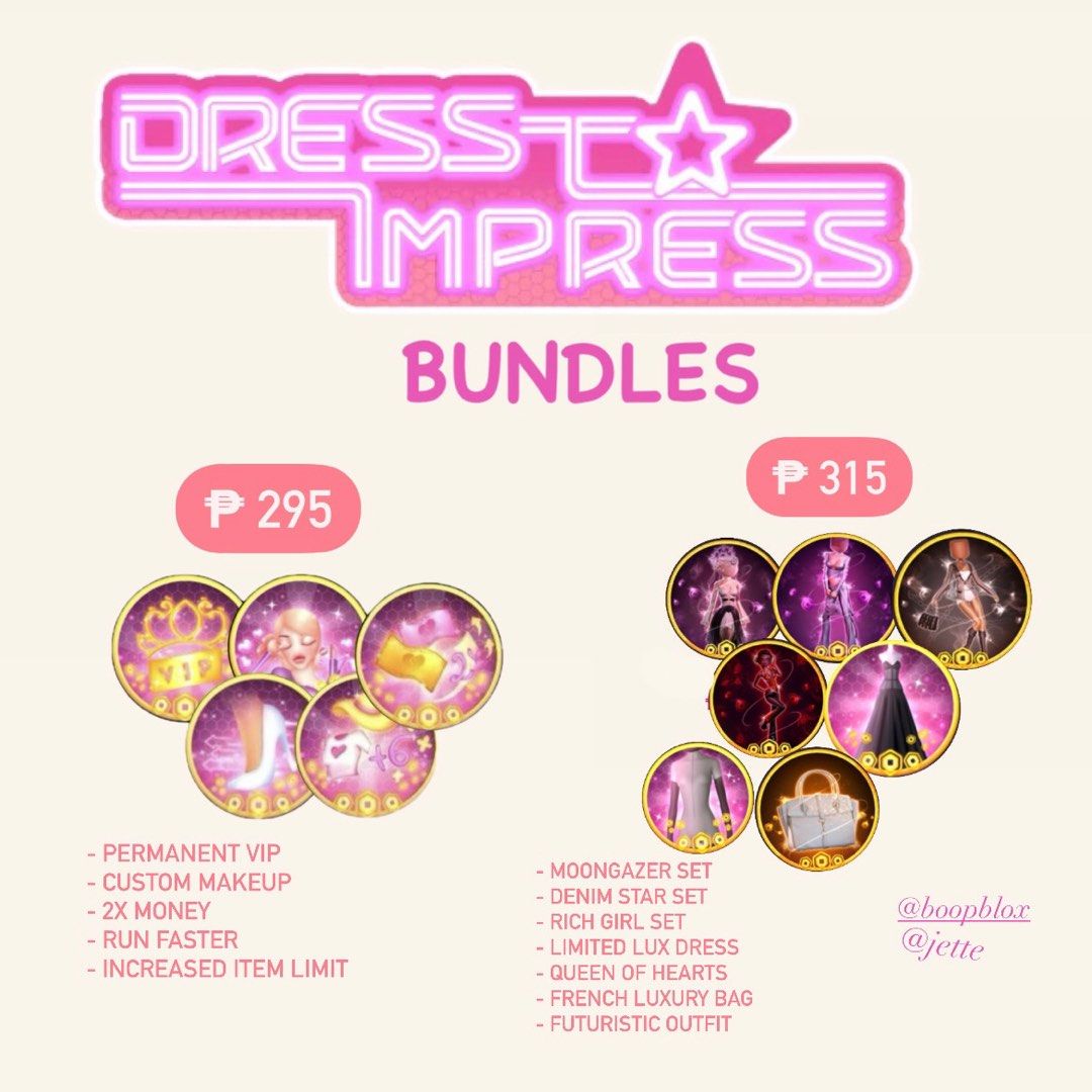 DRESS TO IMPRESS DTI BUNDLES BUNDLE FOR SALE VIP PERMANENT MONTHLY CUSTOM MAKEUP RUN FASTER 2X ...