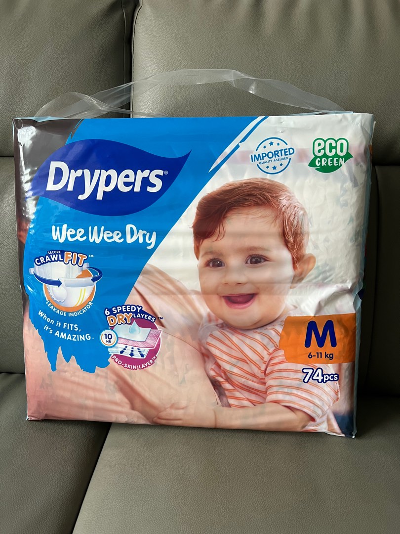 Drypers M Tape Diapers (74pcs per pack), Babies & Kids, Bathing ...