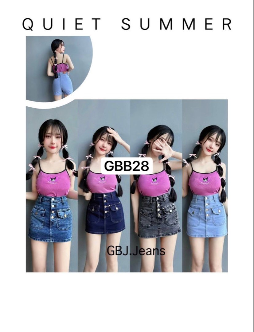 GBJ Button Skort In Black And Blue, Women's Fashion, Bottoms, Other ...