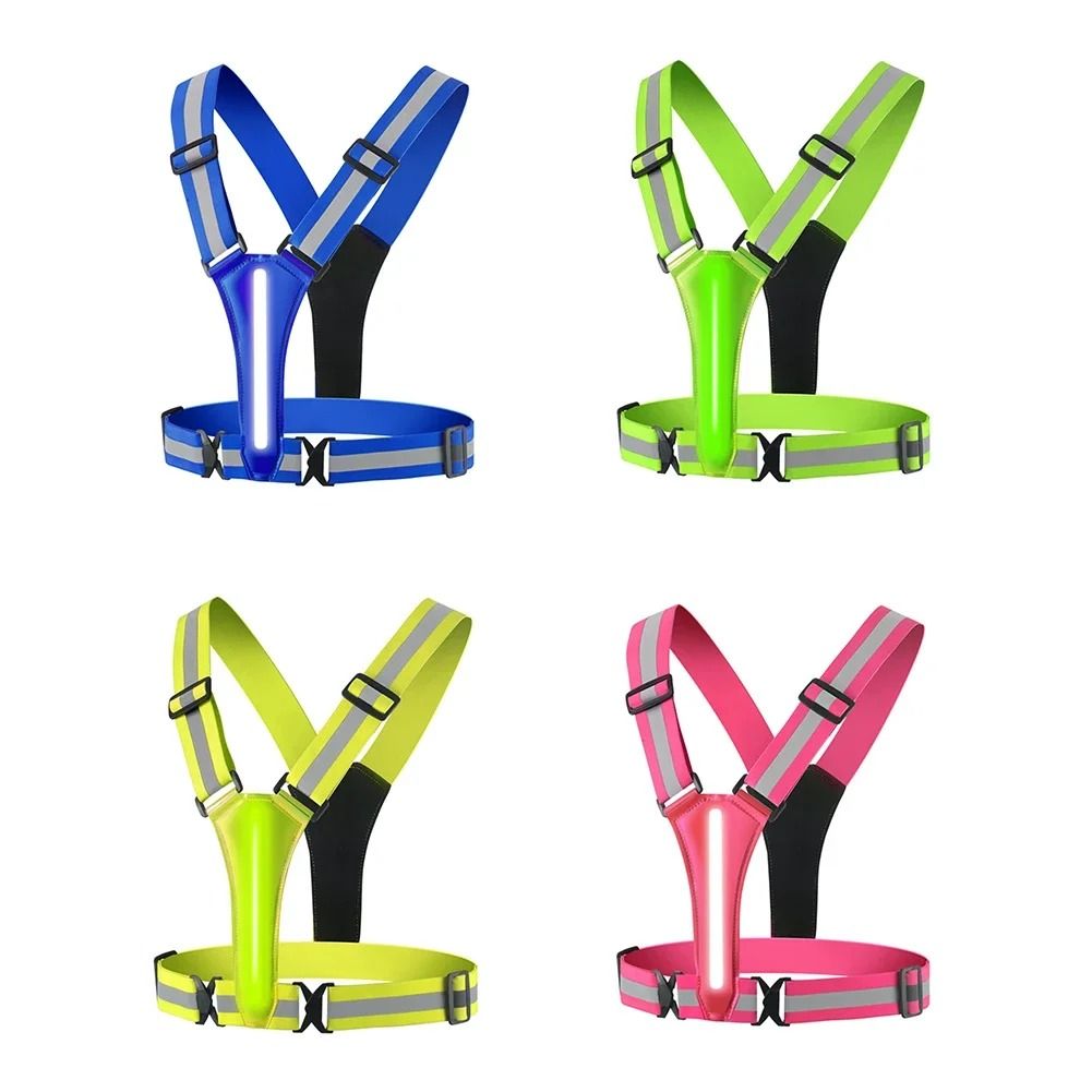 LED Night Work Security Vest USB Rechargeable Reflective Running ...