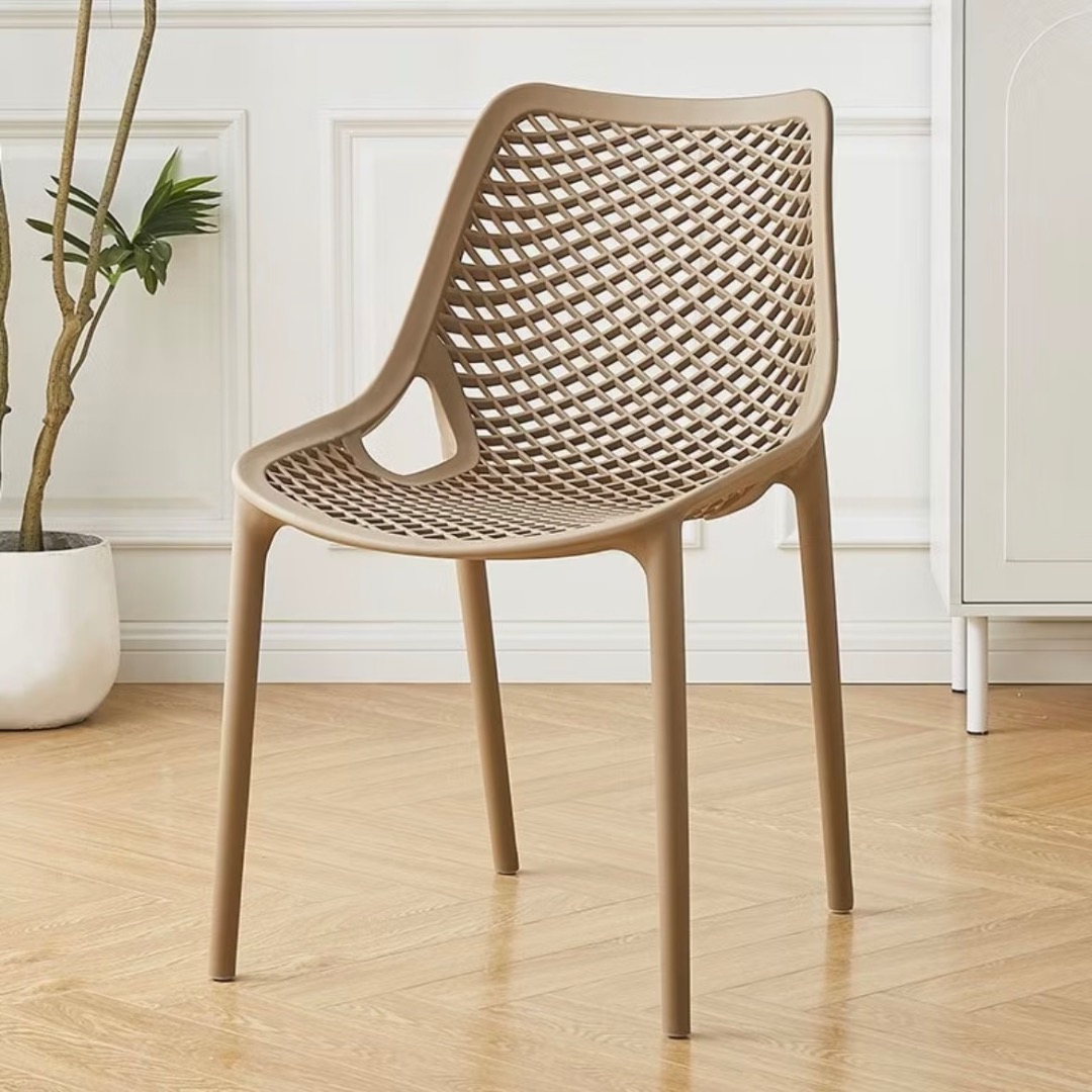 Modern Plastic Dining Chair | Breathable Mesh Chair | Simple Stackable ...
