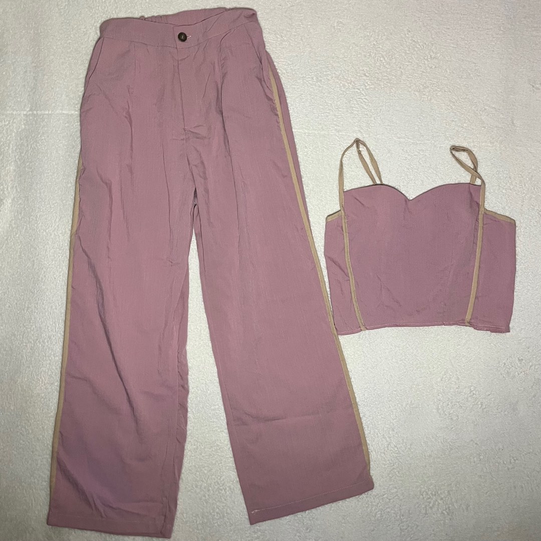 pink coordinates pants y2k summer top adjustable stretchable, Women's ...