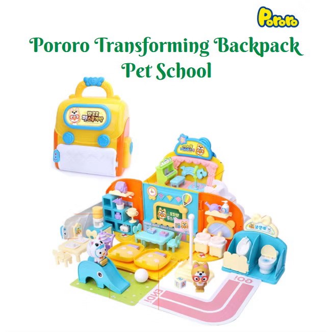 Pororo Transforming Backpack Pet School, Kids Role Play Kitchen ...