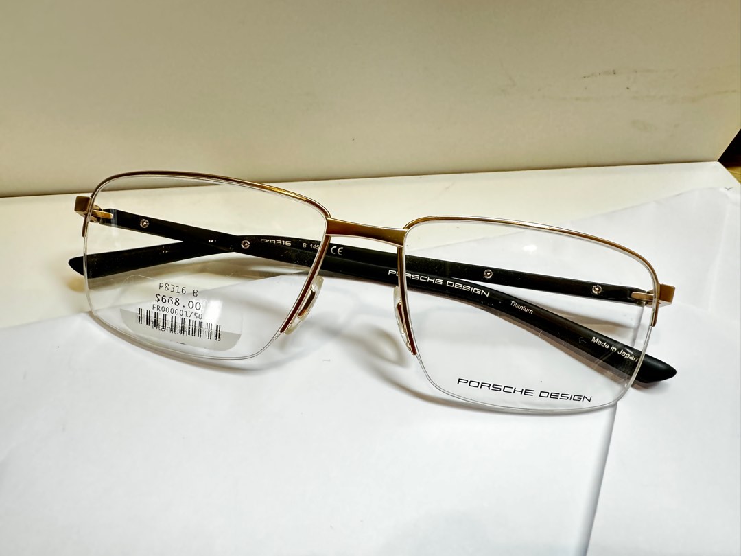 Porsche Design P8316 titanium,Matt gold spectacle frame, Men's Fashion ...