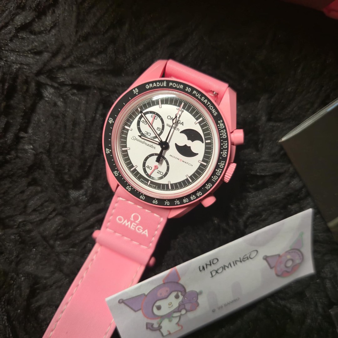 Swatch Omega Pink Moonswatch, Women's Fashion, Watches & Accessories ...