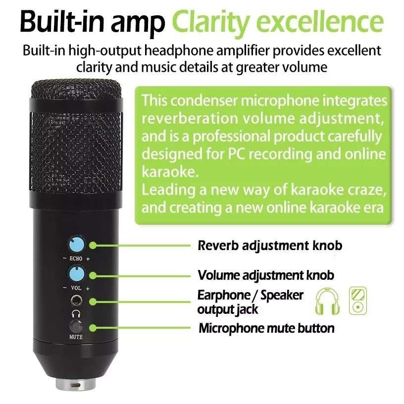 USB condenser microphone kit computer recording studio pro music microphone live voice chat ...