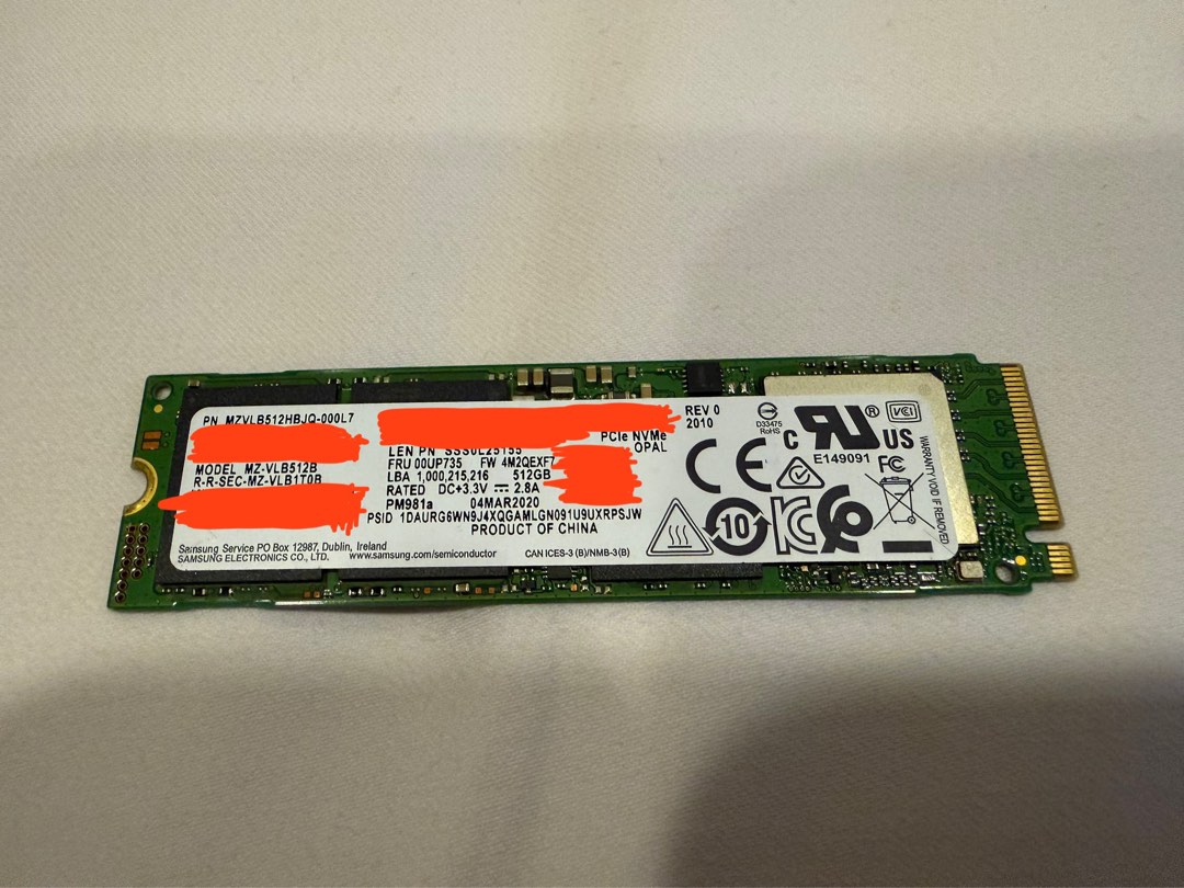 512GB NVMe PCIE 3.0 Samsung PM981a SSD, Computers & Tech, Parts ...
